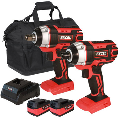 Excel 18V Cordless Twin Pack with 2 x 5.0Ah Batteries & Charger in Bag ...