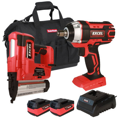 Excel 18V Cordless Twin Pack with 2 x 5.0Ah Batteries & Charger in Bag ...