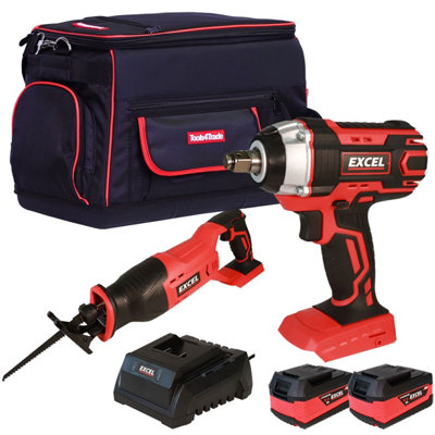 Excel 18V Cordless Twin Pack with 2 x 5.0Ah Batteries & Charger in Bag ...