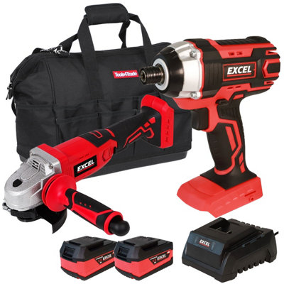 Excel 18V Cordless Twin Pack with 2 x 5.0Ah Batteries & Charger in Bag EXL5093 | DIY at B&Q