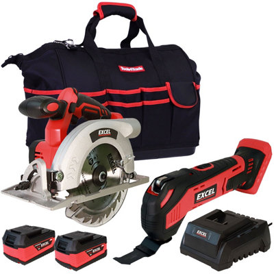 Excel 18V Cordless Twin Pack with 2 x 5.0Ah Batteries & Charger in Bag ...