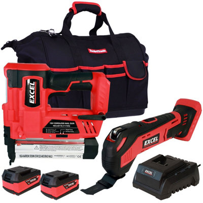 Excel 18V Cordless Twin Pack with 2 x 5.0Ah Batteries & Charger in Bag ...