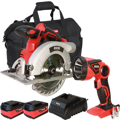 Excel 18V Twin Pack Circular Saw & Torch with 2 x 5.0Ah Batteries ...