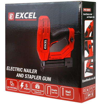 Excel 2-in-1 Electric Stapler Nailer Gun 15-32mm Heavy Duty 240V