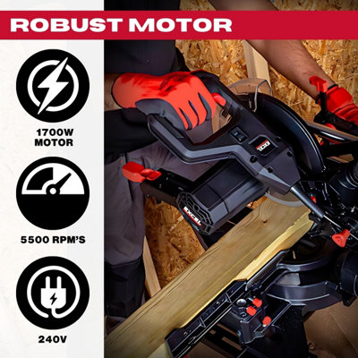 Excel 216mm Sliding Mitre Saw with LED Light & 48T Blade 240V/1700W