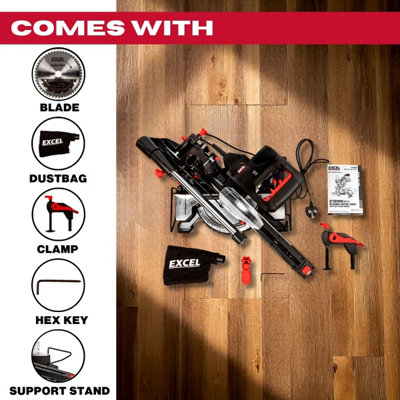Excel 216mm Sliding Mitre Saw with LED Light & 48T Blade 240V/1700W