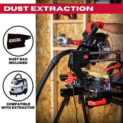 Excel 216mm Sliding Mitre Saw with LED Light & 48T Blade 240V/1700W