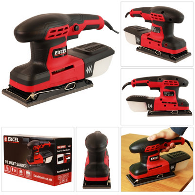 Excel 260W Palm Sander 1/3" Orbital Sheet Sanding with Dust Box ...