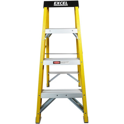 Excel 3 Tread Fibreglass Step Ladder for Electricians 1.03m Heavy Duty ...