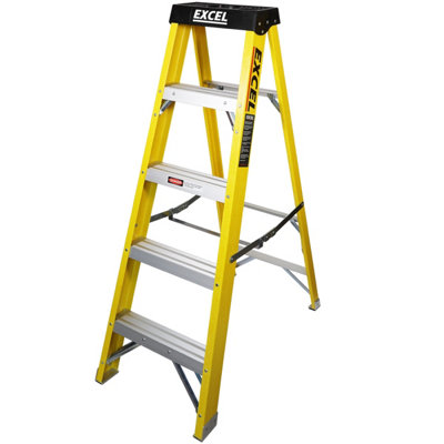 Excel 4 Tread Fibreglass Step Ladder for Electricians 1.3m Heavy Duty ...