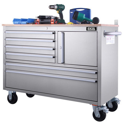 Excel 48inch 12 Drawer Stainless Steel Workbench Roller Tool Chest ...