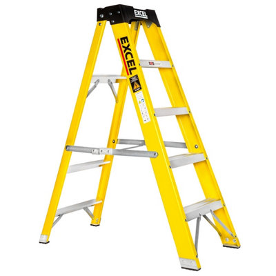 Excel 5 Tread Fibreglass Step Ladder for Electricians 1.2m Heavy Duty ...