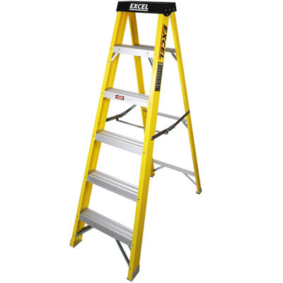 Excel 5 Tread Fibreglass Step Ladder for Electricians 1.56m Heavy Duty ...