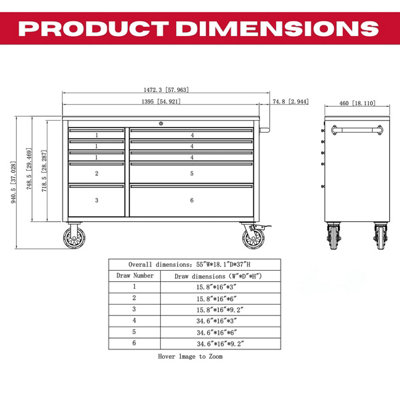 Excel 57inch 10 Drawer Stainless Steel Workbench Roller Tool Chest ...
