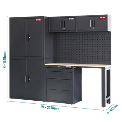 Excel 8 Drawer Heavy Duty Garage Storage System with Wall Shelving and ...