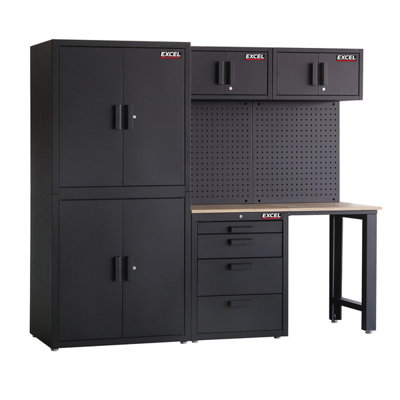 Excel 8 Drawer Heavy Duty Garage Storage System with Wall Shelving and ...