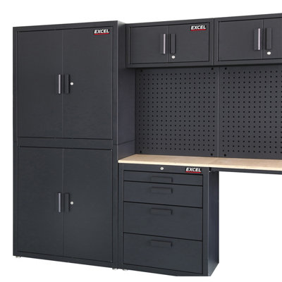 Excel 8 Drawer Heavy Duty Garage Storage System with Wall Shelving and ...