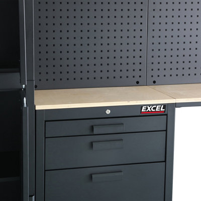 Excel 8 Drawer Heavy Duty Garage Storage System with Wall Shelving and ...