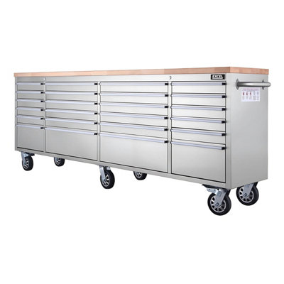 Excel 96inch 48 Drawer Stainless Steel Workbench Roller Tool Chest ...