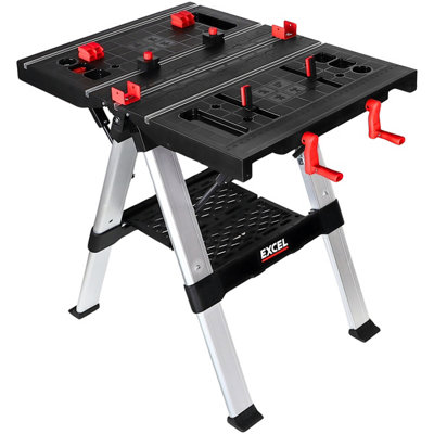 Excel Adjustable Folding Workbench & Sawhorse Portable Clamping Table ...