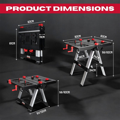 Excel Adjustable Folding Workbench & Sawhorse Portable Clamping Table ...