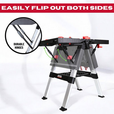 Excel Adjustable Folding Workbench & Sawhorse Portable Clamping Table ...