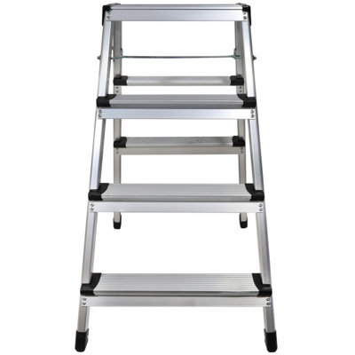 Excel Aluminium Folding Hop-Up Step Stool Ladder 4 Tread, Compact Work ...