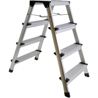 Excel Aluminium Folding Hop-Up Step Stool Ladder 4 Tread, Compact Work ...