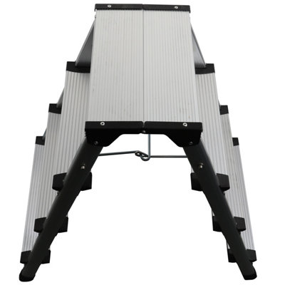 Excel Aluminium Folding Hop-Up Step Stool Ladder 4 Tread, Compact Work ...