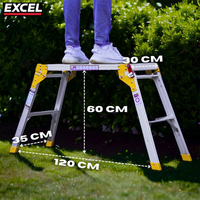 Excel Aluminium Hop-Up Folding Bench 300 x 700mm, Slip-Resistant ...