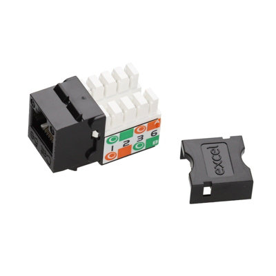 Excel Cat5e UTP Unscreened RJ45 Keystone Jack IDC Punch Down Black Pack ...
