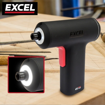 Excel Cordless Electric Screwdriver with 24 Piece 25mm Bit Set with ...