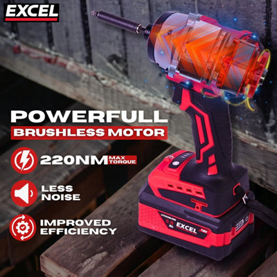 Excel Cordless Impact Driver 18V Brushless High Torque Screwdriver with ...