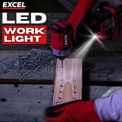 Excel Cordless Impact Driver 18V Brushless High Torque Screwdriver with ...