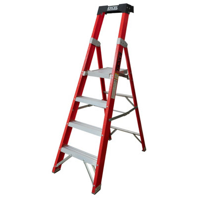 Excel Electricians Fibreglass Platform Step Ladder 4 Tread 1.57m EN131 ...