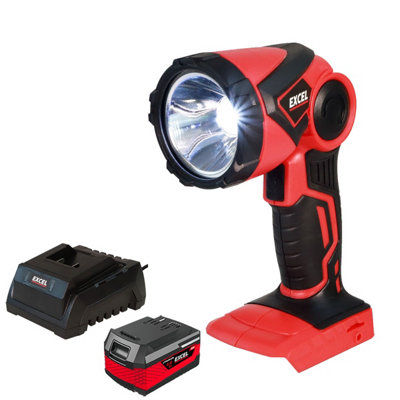 Excel EXL515B 18V Cordless LED Flashlight Torch with 1 x 5.0Ah Battery ...