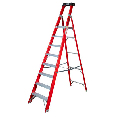 Excel Fiberglass Platform Step Ladder 8 Tread for Electricians 2.51m ...