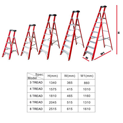 Excel Fiberglass Platform Step Ladder 8 Tread for Electricians 2.51m ...