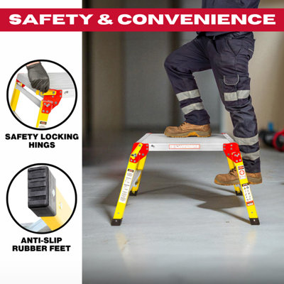 Excel Fibreglass Hop-Up Folding Bench 600 x 600mm, Slip-Resistant ...