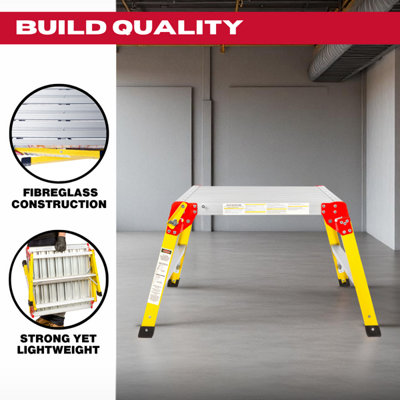 Excel Fibreglass Hop-Up Folding Bench 600 x 600mm, Slip-Resistant ...