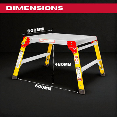 Excel Fibreglass Hop-Up Folding Bench 600 x 600mm, Slip-Resistant ...