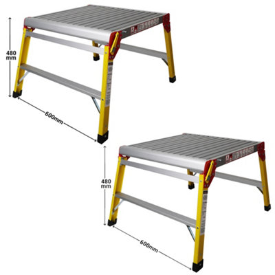 Excel Fibreglass Hop-Up Folding Platforms Heavy Duty 600 x 600mm Work ...