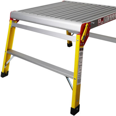 Excel Fibreglass Hop-Up Folding Platforms Heavy Duty 600 x 600mm Work Platforms, Pack of 2 with ...
