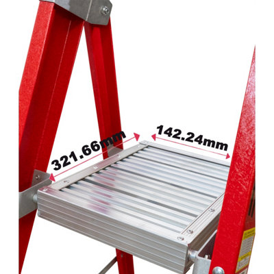 Excel Fibreglass Platform Step Ladder 3 Tread for Electricians 1.34m ...