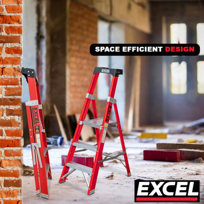 Excel Fibreglass Platform Step Ladder 3 Tread for Electricians 1.34m ...