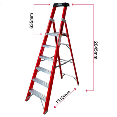 Excel Fibreglass Platform Step Ladder 6 Tread for Electricians 2.04m ...