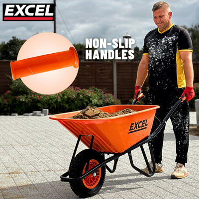Excel Heavy Duty 100L Wheelbarrow HDPE Plastic Tray Extra Puncture ...