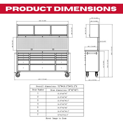 Excel Heavy Duty 15 Drawer Tool Chest with 3 Overhead Cabinets Ideal ...