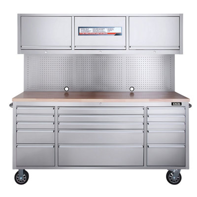 EXCEL HEAVY DUTY 15 DRAWER TOOL CHEST WITH 3 OVERHEAD CABINETS IDEAL ...