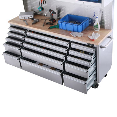 Excel Heavy Duty 15 Drawer Tool Chest with 3 Overhead Cabinets Ideal ...